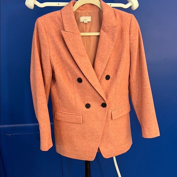 LOFT | Jackets & Coats | Loft Coral Pink Wool Doublebreasted Blazer ...